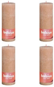 Bolsius Rustikální válcové svíčky Shine 4 ks 190 x 68 mm mlhově růžové - Default Title