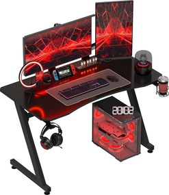 HOMCOM Herní stůl 120x65x74,5 cm Ergonomický herní stůl pro PC s držákem na hrníček a háčkem na sluchátka | Aosom
