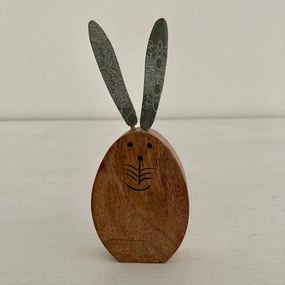 Zajíc dřevo uši smalt 17,5 cm