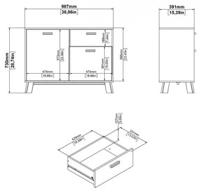 Tvilum Komoda Iker 716 jackson hickory/bílá