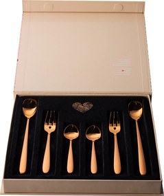 Dárková sada se srdcem 6 ks růžové zlato - Love Cutlery - 116445