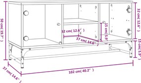 vidaXL TV skříňka se skleněnými dvířky 102 x 37 x 50 cm [836532] Barva: kouřový dub