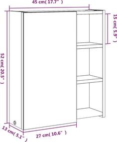 vidaXL Koupelnová zrcadlová skříňka s LED osvětlením 45x13x52 cm [357968] Barva: Šedá