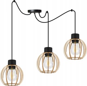 Závěsné Stropní Svítidlo Trojitý Lustr Dřevo Moderní Boho Led