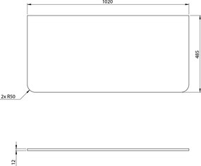 Sapho Premio deska 102 x 1,2 x 48,5 cm kompozit černá mat PRE100-3535