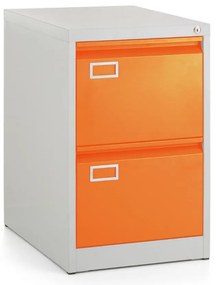 Kovová kartotéka A4 - 2 zásuvky, 45,5 x 62 x 71,5 cm, cylindrický zámek, oranžová - ral 2004