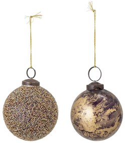 Bloomingville, Sada vánočních ozdob - skleněné koule Loha Ornament | zlatá