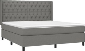 Box spring postel s matrací a LED tmavě šedá 160x200 cm textil 3138566