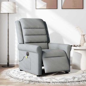 Elektrické masážní polohovací křeslo světle šedé textil 3303304