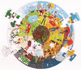Bigjigs Toys Kulaté podlahové puzzle Čtyří roční období 50 dílků