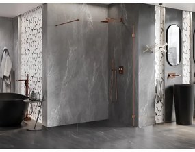 Mexen Lunar sprchová stěna pravá 100 x 200 cm, 8mm čiré sklo, růžové zlato, 830-100-000-60-00-P