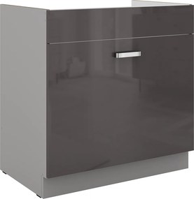 GREY gr | dolní skříňka 80 ZL 1S dřezová | 80 cm | PREMIUM BOX | světle šedá/tmavě šedá lesk