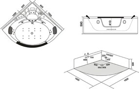 BPS-koupelny Hydromasážní vana HYD-OR632AH 152x152 s ohřevem vody