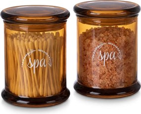 Orion Skleněná hnědá dóza na vatové tyčinky SPA, 330ml