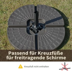 Stojan na slunečník naplnitelný 17 kg vody nebo 25 kg písku z HDPE v kávové barvě 100x100x10,5 cm pro slunečníky | Aosom.de