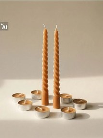 Sinsay - Sada svíček: spirálové stolní svíčky a čajové svíčky 10 pack - hnědá