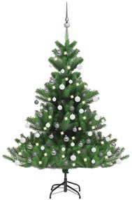 vidaXL Umělý vánoční stromek normandská jedle LED a koule zelený 120cm