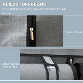 HOMCOM Šatní skříň Látková šatní skříň s tyčí na šaty a 4 přihrádkami, skládací na zip, netkaná textilie světle šedá pro pořádek v ložnici | Aosom.de