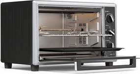 HOMCOM 46 L mini trouba s otočným špízem, ventilátorem, regulací teploty a časovačem, 1800 W, černá