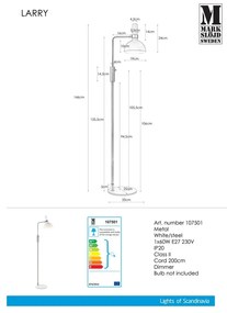 Bílá stojací lampa Markslöjd Larry