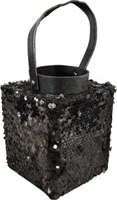 Lucerna s flitry LOFTY GLAM 27 cm, černá