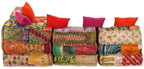 vidaXL Marketos 4místný modulární pouf patchwork textil