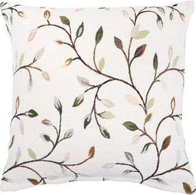 SCANquilt povlak SOFAS multi leaves bílokhaki 45 x 45 cm