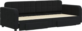 Válenda s přistýlkou a zásuvkami černá 80 x 200 cm samet 3196974