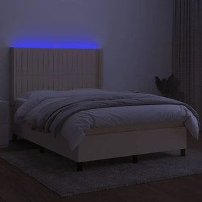 Box spring postel s matrací a LED krémová 140x190 cm textil 3138474