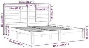 Rám postele medově hnědý masivní dřevo 200 x 200 cm,  3105818