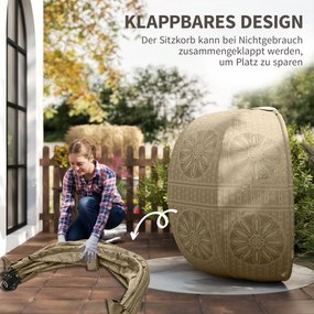 Závěsné křeslo Outsunny, závěsný koš pro 2 osoby s rámem, skládací závěsná houpačka a závěsné křeslo s polštářem, květinový úplet, ocel |
