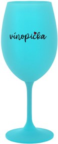 VÍNOPIČKA - tyrkysová sklenice na víno 350 ml