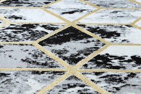 Dywany Łuszczów, Kusový koberec Gloss 409A 82 3D cubes black/gold/grey, 80x150, černobílá, kancelář