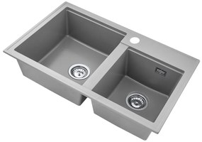Gamma Modern 8020, 2-komorový granitový dřez 795x495x210 mm, šedá, GMA-KAT00048