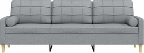 3místná pohovka s polštáři světle šedá 210 cm textil 3278201