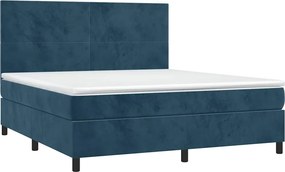 Box spring postel s matrací a LED tmavě modrá 160x200 cm samet 3136015