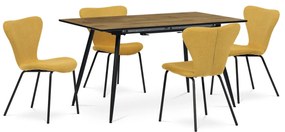 AUTRONIC Jídelní stůl, 140+40x80x76 cm, MDF deska, 3D dekor divoký dub, kov, černý lak