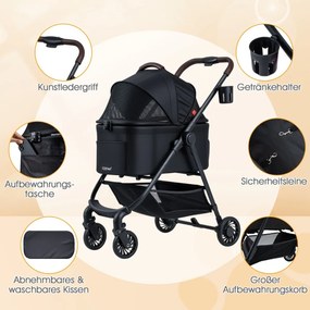 Costway 3 v 1 Pet Buggy s odnímatelným nosičem a nastavitelnou