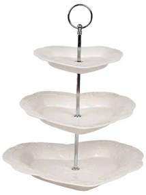 3 patrový keramický etažér s talíři ve tvaru srdce - Ø 26*31 cm