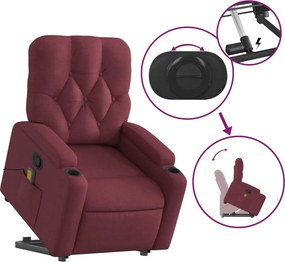 Zvedací masážní polohovací křeslo vínové textil 3204725