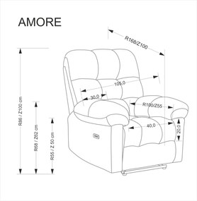 Čalouněné polohovací křeslo AMORE béžové