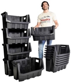 Prosperplast Dílenský úložný box se zkosenou hranou HEAVY DUTY, černý 58x38x34 XL