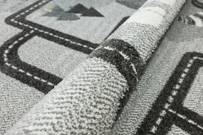 Detský koberec Lima F498A uličky / plyšové medvede, svetlosivý / krémový