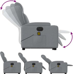 Elektrické zvedací masážní polohovací křeslo světle šedé textil 3204518