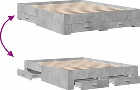 Rám postele se zásuvkami betonově šedý 160 x 200 cm kompozit 3280373