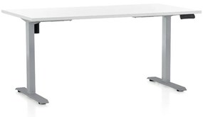 Výškově nastavitelný stůl OfficeTech B, 160 x 80 cm, šedá podnož, bílá