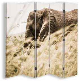 Ozdobný paraván Sloní savana - 180x170 cm, pětidílný, obustranný paraván 360°