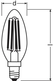 LED žárovka E14 LEDVANCE CL B FIL 4W (40W) teplá bílá (2700K) svíčka