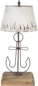 Krémová antik stolní lampa s kotvou a kovovým stínidlem - Ø 35*79 cm