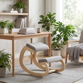 HOMCOM Ergonomický houpací kloubní židle pro home office, ke zlepšení držení těla, světle šedá